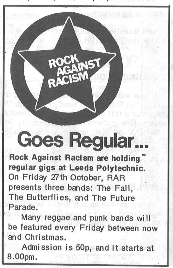 Rock Against Racism – The Secret Library | Leeds Libraries Heritage Blog